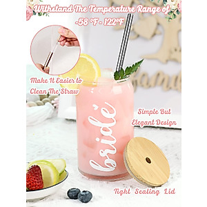 Nefelibata Teacher Appreciation Gifts Beer Can Glass Iced Coffee Glass Cup with Bamboo Lid Metal Straw 16oz Gift Teach Love Inspire Drinking Glasses Scool Staff Smoothie Tumbler Mug for Women Spring
