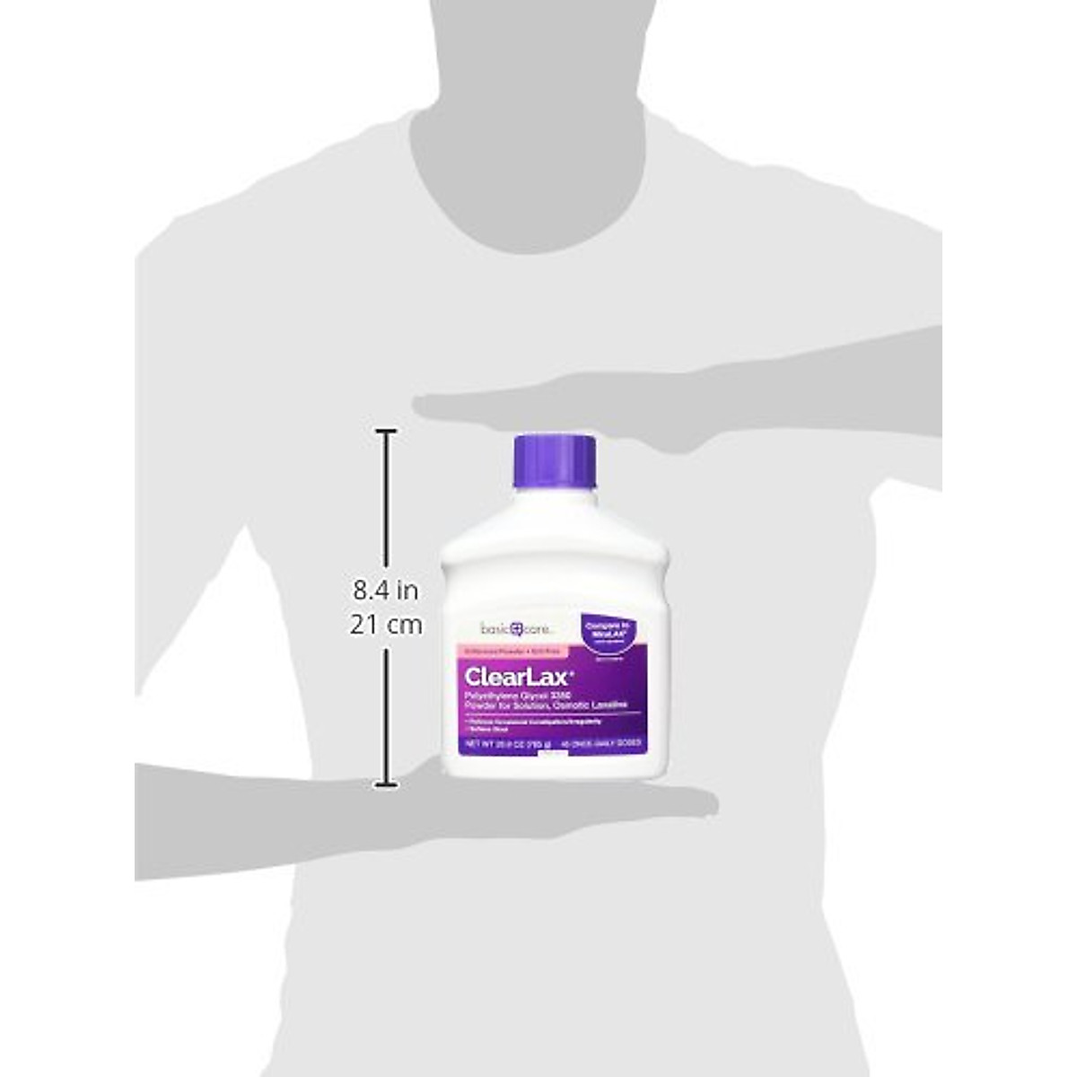 Amazon Basic Care ClearLax Polyethylene Glycol 3350 Powder for Solution, Osmotic Laxative, Relieves Occasional Constipation, Unflavored, 1.68 pound (Pack of 1)