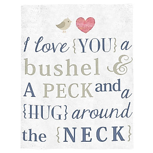 Super Cozy Plush Bed Blankets 50"x60" Kids Blankets I Love You a Bushel and a peck and a Hug Around The Neck Lightweight Fleece Flannel Blankets for Living Room Bedroom Sofa Couch Travel Camping