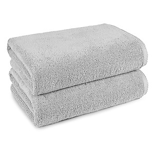 Amazon Basics 100% Cotton Quick-Dry Bath Towels - 2-Pack, Platinum