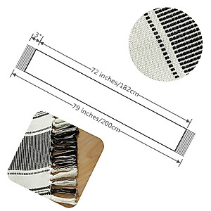 Caflife Boho Table Runner Balck and White for Modern Farmhouse Decor, Natural Cotton Woven Runner with Tassels for Home Dining Table décor 13 x 72 Inch Long