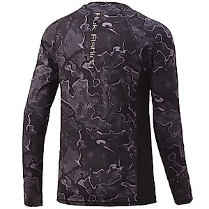 HUK Unisex-Child Pursuit Camo Kid's Long Sleeve Performance Shirt, Mossy Oak Hydro Standards, X-Large