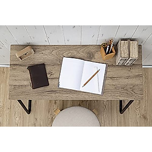 IRIS USA Modern Computer Office Desk Table with Matte Black Steel Frame, Wood