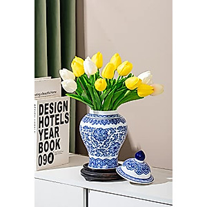 GaLouRo Blue and White Ginger Jars for Home Décor,Small Chinoiserie Porcelain, Good Ideal for Room, Office Decoration,9.8" H