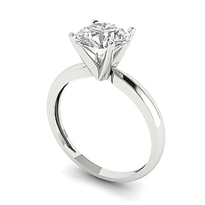 Clara Pucci 1.50 ct Round Cut Solitaire Moissanite Engagement Wedding Bridal Promise Anniversary Ring in 18K White Gold Size 8
