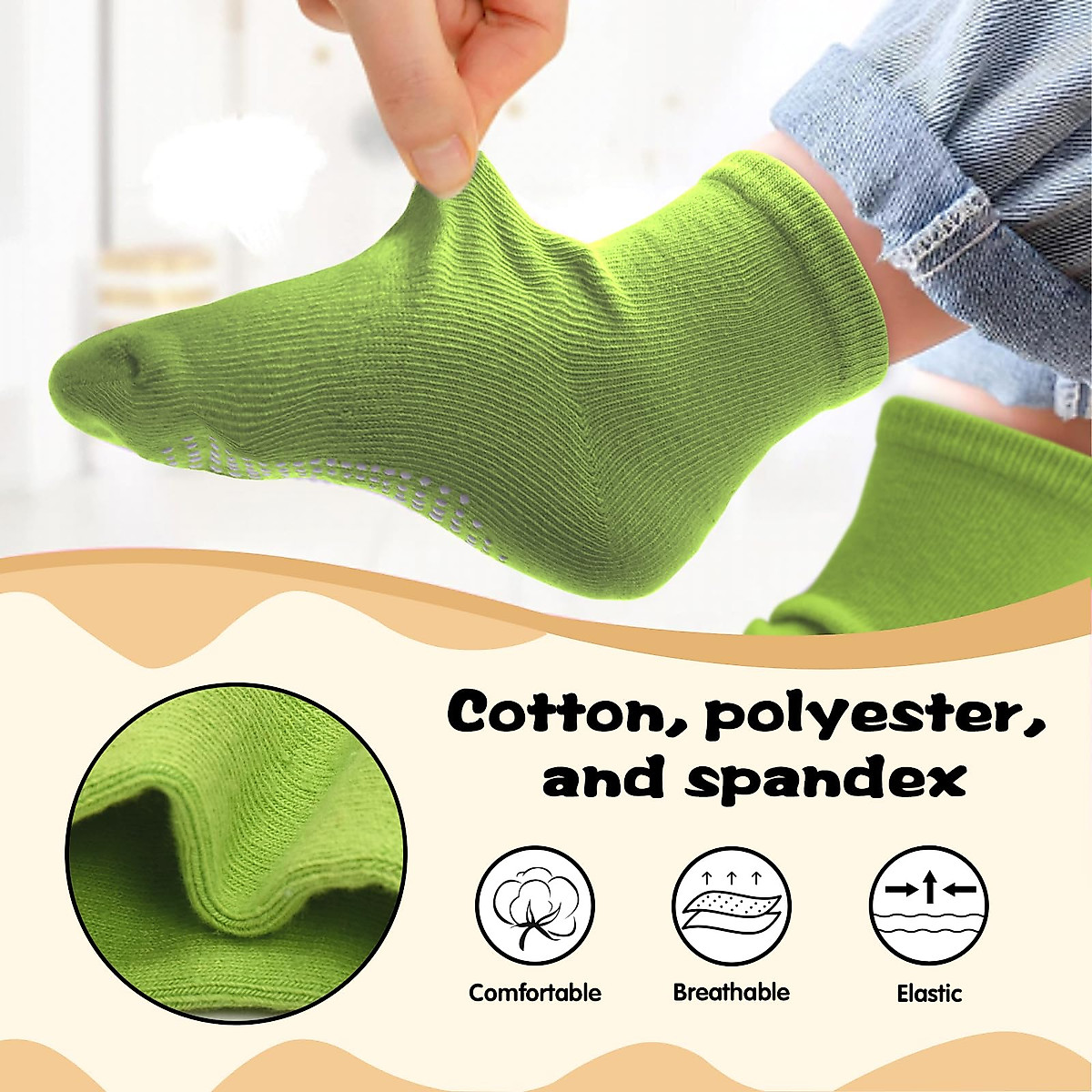 HYCLES Non-Slip Toddler Socks With Grips Kids Anti Slip Sticky Socks For Infant 1-3 Years Kids Toddler Slipper Socks