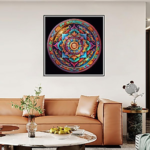 Stalente Diamond Painting Kits for Adults, 5D DIY Diamond Art Kits for Beginners Round Full Drill Diamond Painting for Home Wall Decoration Gift 12×12inch, Mandala