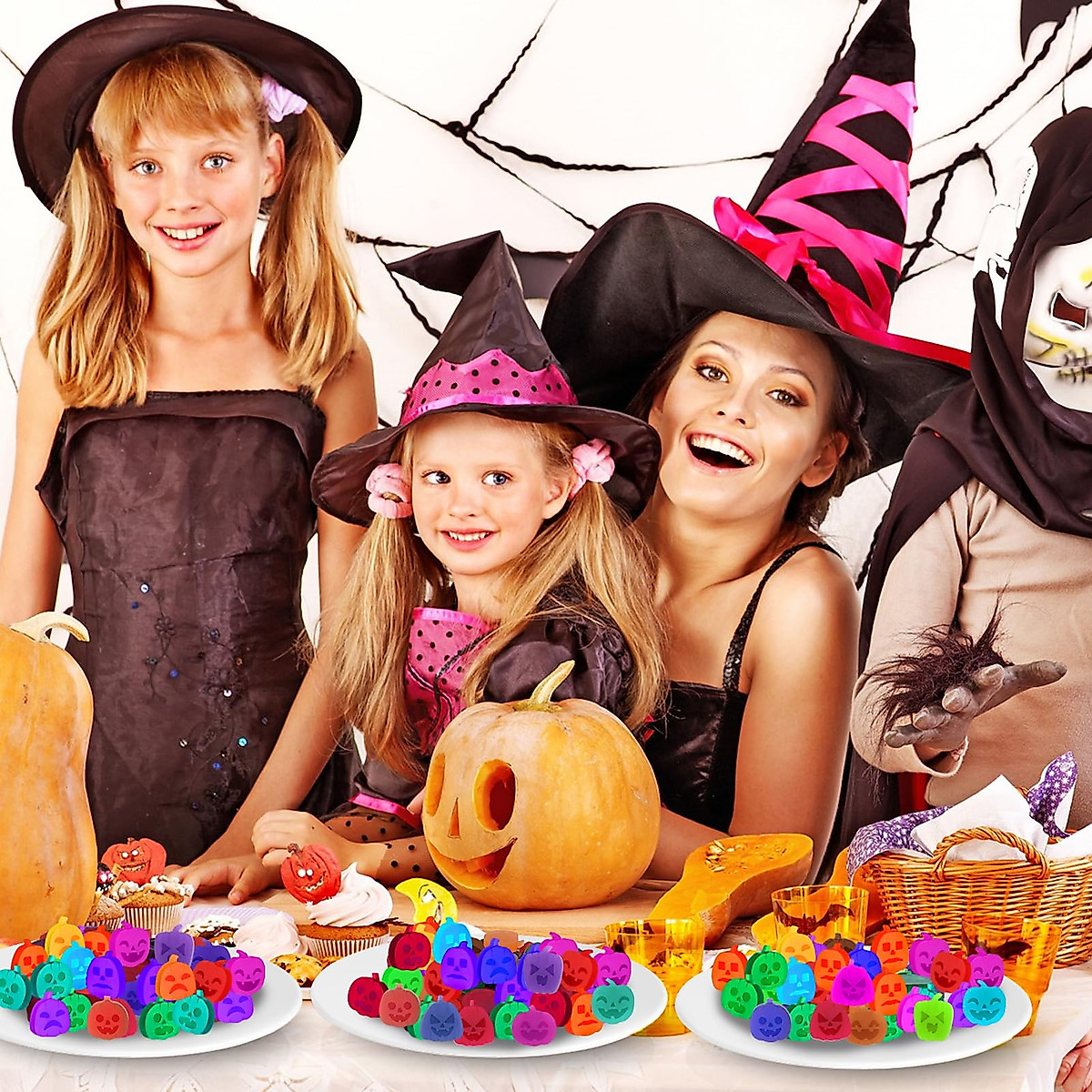 Halloween Pumpkin Candy Gummy Molds Silicone, 60 Cavity Non-Stick Pumpkin Silicone Molds for DIY Gummies, Candy, Chocolate, Jelly, Ice Cube, Dog Treats, Halloween Decor