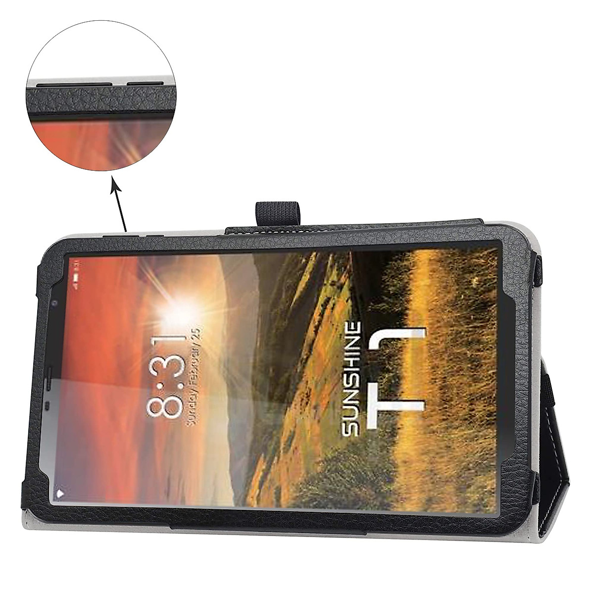 Bige for Sunshine T1 Elite Case,Sky Pad 8 Case,Foxx T8 Case,Hyudai Hytab Plus 8WB1 Case,Scepter 8 Case,PU Leather Folio 2-Folding Stand Cover for Sunshine T1 Elite 8" Tablet,Black