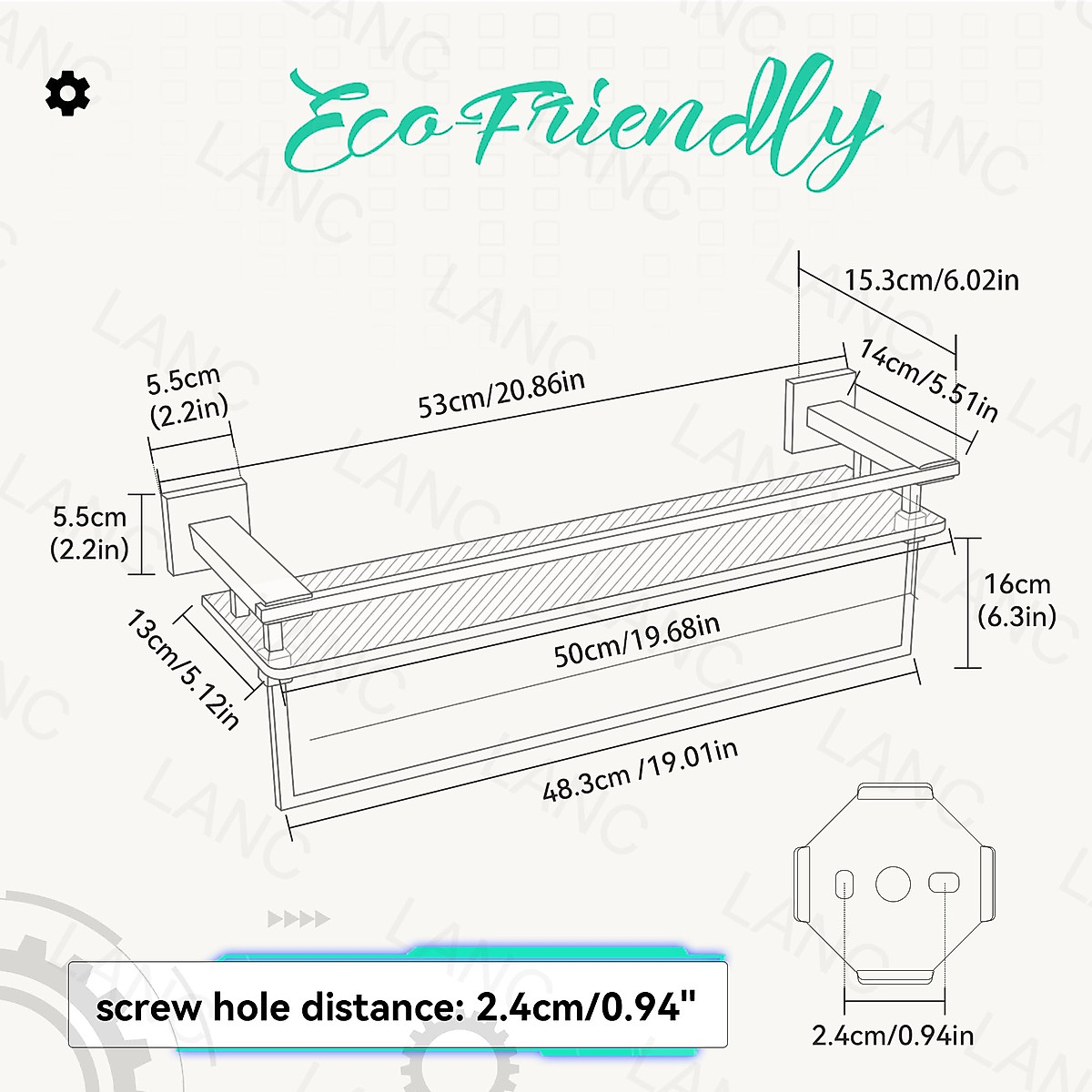 LANC Bathroom Shelves with Towel Bar 20 Inch Gold Floating Tempered Glass Shelf with Towel Rails for Shower Bath Kitchen Storage Rack Wall Mounted Rustproof Stainless Steel Brushed Gold，A7615BG