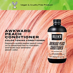 BLEACH LONDON Awkward Peach Conditioner - Soft Pastel Peach Rinse, Color Toning and Preserving, Vegan, Cruelty Free, Daily Hair Nourishment, Color Depositing Formula, 8.45 fl oz