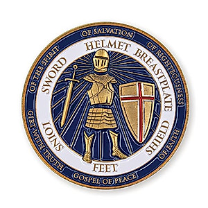Defend The Faith Armor of God Coin, Religious Challenge Coins for Bible Study & Collectors, Shining Knight in Gods Armour, Motivational Commemorative Coin, Inspirational Scripture Token Gift