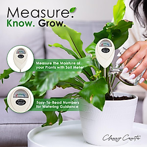 Classy Casita Soil Moisture Meter: Houseplant Care with eBook - Hydrometer Sensor For Plants - Essential Moisture Meter for Indoor & Outdoor Plants - Gardening Gadgets & Houseplant Accessories - White