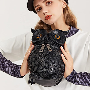 zijingyiran 3D Owl Embossed Shoulder Bag Creative Punk Female Bag Messenger Bag Original Animal Tassel Handbag 2021 New (Golden)