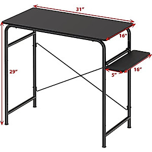 SHW Harrison 31-inch Home Computer Desk with Shelves, Black