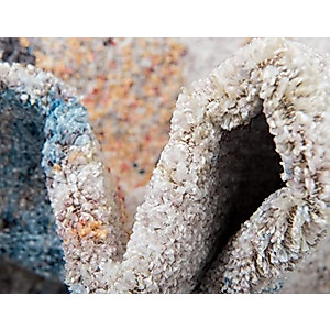 Unique Loom Rainbow Collection Modern Abstract Watercolor Multi Area Rug (8' 0 x 11' 0)