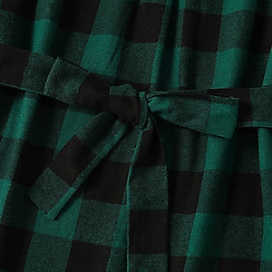 Mommy and Me Christmas Dresses Long Sleeve Santa Claus Green Red Black Buffalo Plaid Velvet Dress Fall Winter Xmas Holiday Party Mom Daughter Matching outfits Photoshoot Green Black Plaid 8-9 Years