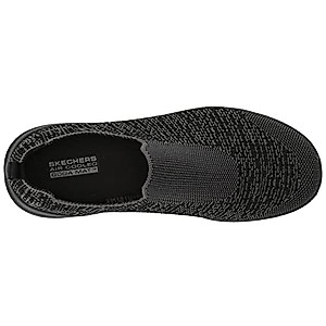 Skechers Women's MAX Cushioning LITE-Knit Slip ON Sneaker, Black/Gray, 6.5
