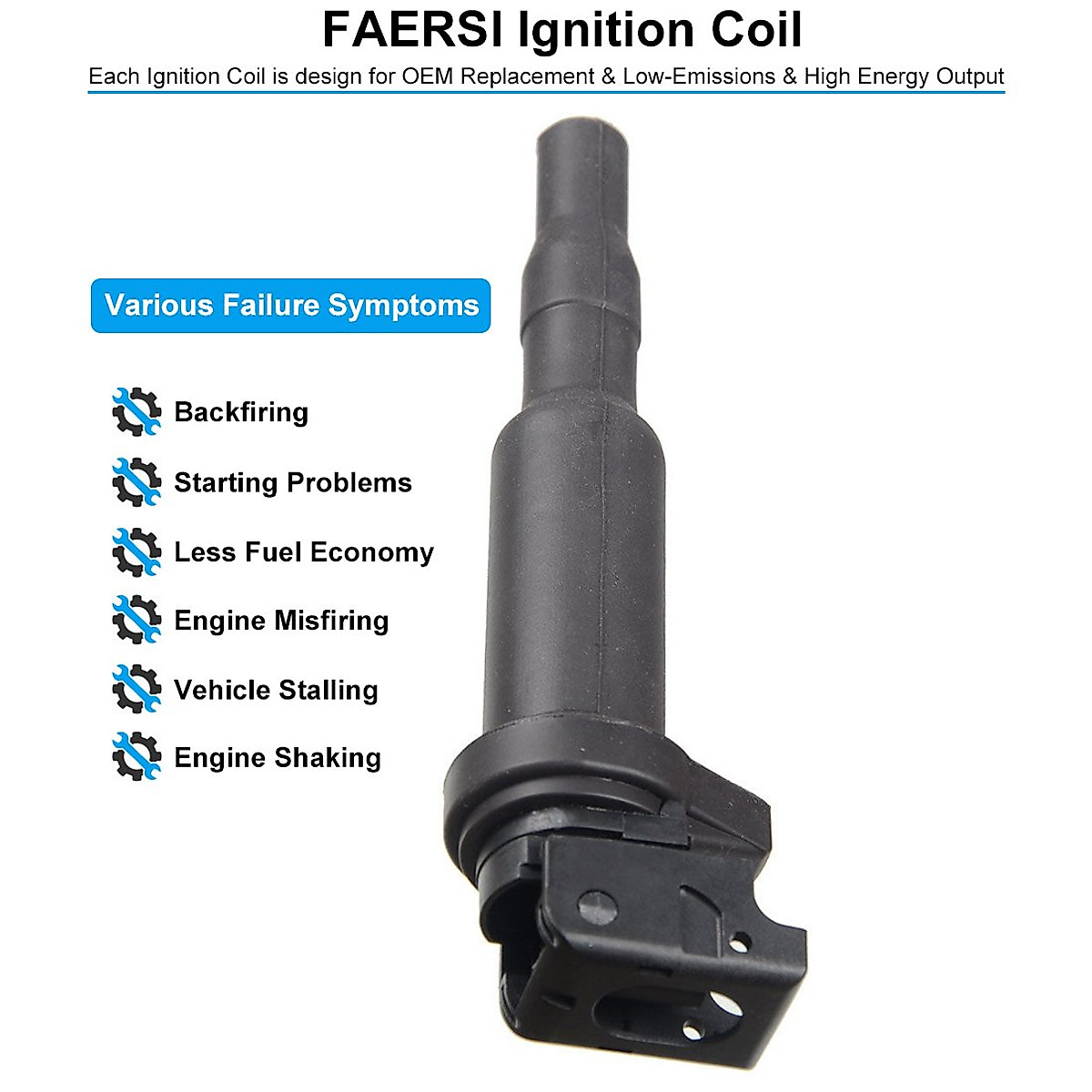 Ignition Coil Pack Set of 6 Replaces OE# 0221504470, Compatible with BMW 325i 328i 335i 525i 528i 530i 535i 545i 650i X3 X5 M5 M6 Z4 Mini Cooper and more