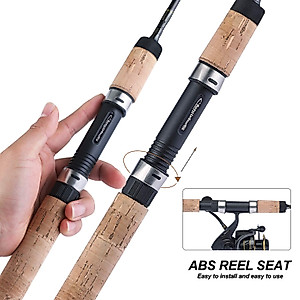 Sougayilang Fishing Rods Graphite Lightweight Ultra Light Trout Rods 2 Pieces Cork Handle Crappie Spinning Fishing Rod(6'0'')