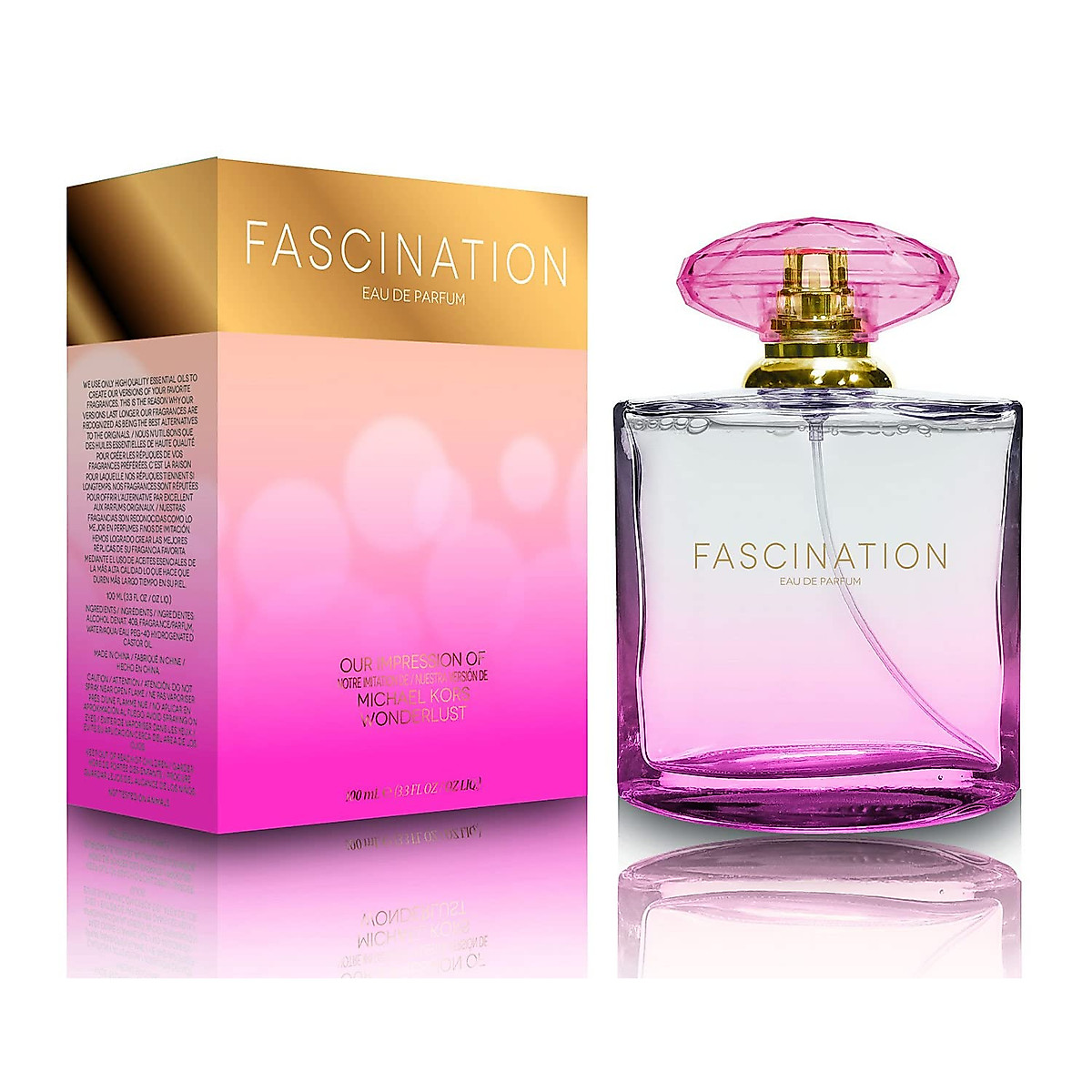 PREMIUS Fascination For Women, Impression of Unique Freshness, EAU DE PERFUM Italian Bergamot and Pink Pepper with Exotic Finish of Cashmere Wood and Sandalwood 3.4 Ounces