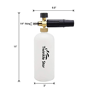 Twinkle Star Pressure Washer Adapter Set | Foam Cannon 1 L Bottle with 5 Nozzle