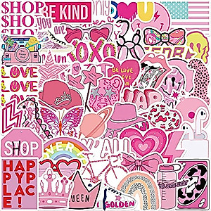 Preppy Sticker 100pcs Pink Party Supplies Decor Aesthetic Stickers Waterproof Sticker Mobile Phone for Laptop Water Bottle