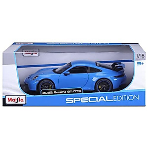 Maisto - 1/18 Scale Model Compatible with Porsche 911 GT3 2022 Die-Cast Scale Model Sports Car Miniature (Blue)