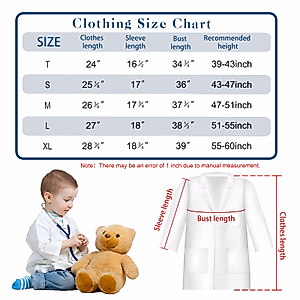 HTVYYDS White Lab Coat for Kids, Doctor Coat with Working Stethoscope and ID Card,Doctor Scientist Costume for Boy Girls