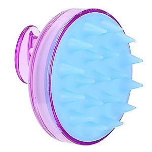 Shampoo Massager Brush, Round Silicone Scalp Massage Exfoliator Comb for Hair Cleaning Washing, Shampoo Brush Massager for All Hair Types of Women, Men (purple)
