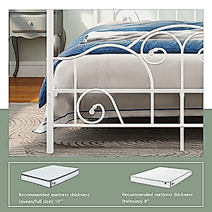 alazyhome Queen Canopy Platform Bed Frame with Headboard and Strong Support Frames Easy Assembly Noise-Free No Box Spring Needed White