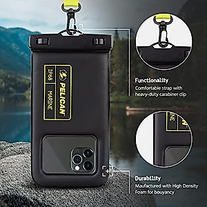 Pelican - Marine Series - IP68 Waterproof Floating Pouch + Roll Top Dry Bag (2L) - Black/Hi Vis Yellow