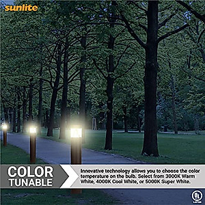 Sunlite 87993 LED 42” Outdoor Commercial Bollard Fixture, Round Landscape Area Light, Adjustable Watts (12/16/22), 3 CCT 3000K-5000K, 2970 Lumens, IP65, Bronze, for Pathways, Entryways & Walkways