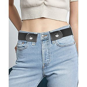 YUNDUOJIA Buckle Free Belt for Women Men, Black Elastic Waist Adjustable Stretchy Invisible Buckleless Belt for Jeans Pants Shorts