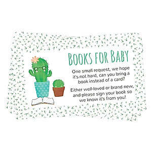 Cactus Book Request Baby Shower Card Inserts - 24 count