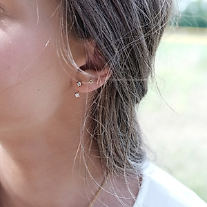 Double CZ Ear Jacket Front & Back Earrings - .925 Sterling Silver