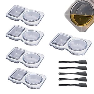 Double Compartment Condiment Containers with Lids, 5PcsPortable Reusable Sauce Container, Dual Compartment Containerfor for Condiment, Dip, Sauce, Sampling and Travel Snacks