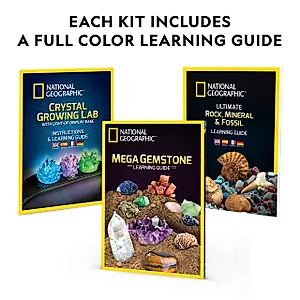 NATIONAL GEOGRAPHIC Geology Bundle – Including Rock Collection Box for Kids, Crystal Growing Kit, and Gemstone Dig Kit, Real Gemstones and Crystals, Science Kit for Boys and Girls (Amazon Exclusive)