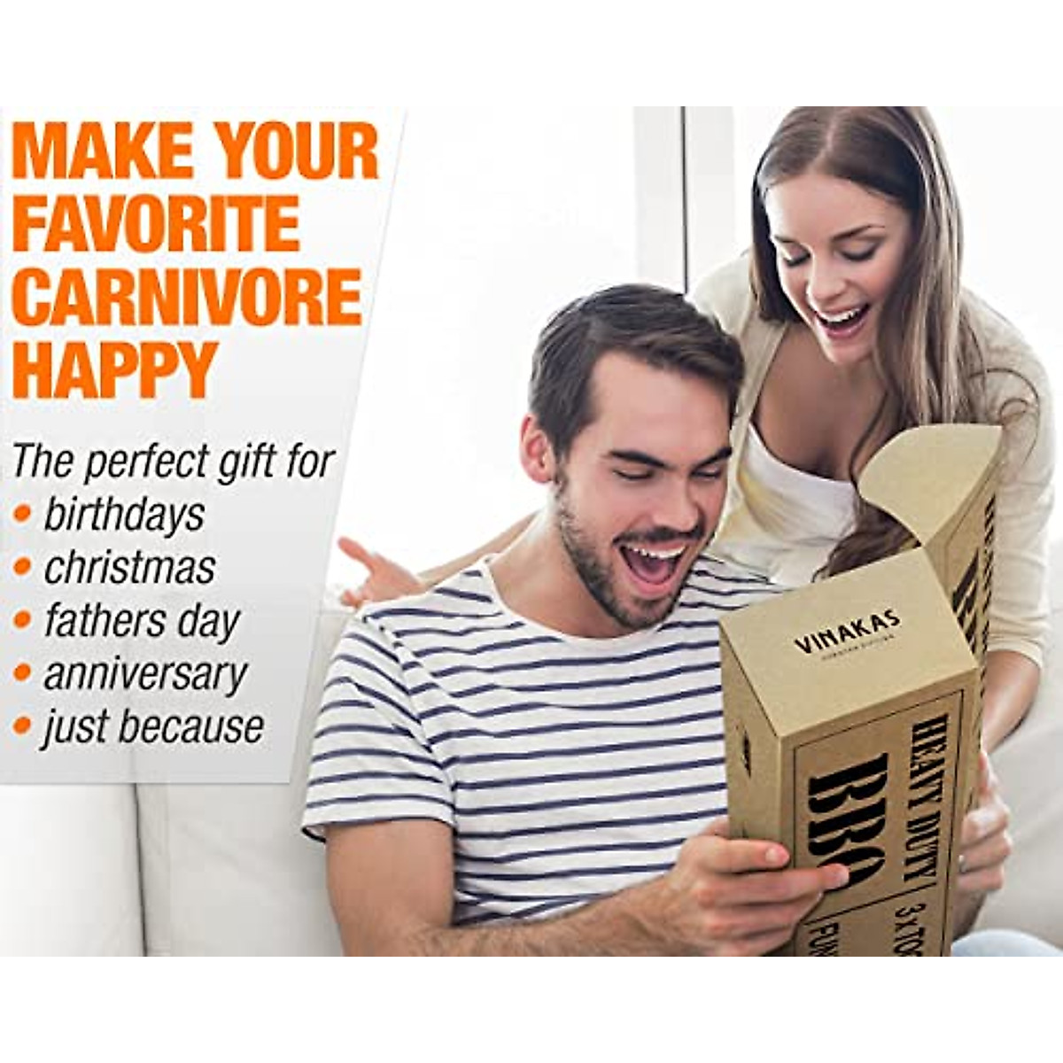 Fun BBQ Gifts for Men : 4Pcs Set Grilling Accessories. Heavy Duty Stainless Steel Utensil Set + Funny Apron. Best Grilling Gifts for Men or Gifts for Men who Have Everything.