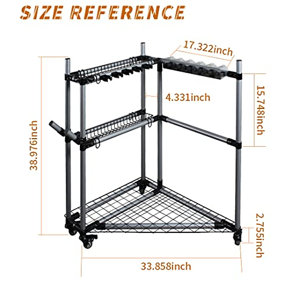 QTJH Garden Tool Organizer with Wheels Rolling Corner Tool Storage Rack ...