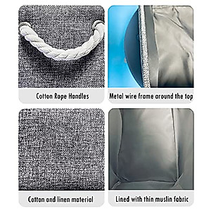YeaBerr Storage Basket Bins, Large Foldable Fabric Storage Baskets with Handles for Clothes Toys Organizing Home Office Laundry Nursery Shelves, Baskets for Gifts Empty (Grey, 16.1x12.2x7.9 inch)