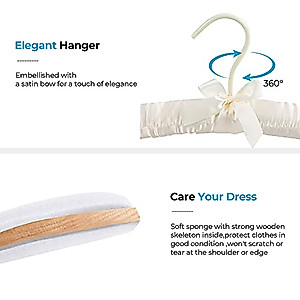 JS HANGER Padded Hanger for Sweaters - 17 Inch Extra Large Heavy Duty Satin Covered Coat Hangers No Shoulder Bump for Women Clothes, Sweaters, Dresses, Clothing, Weddings, Lingerie Pack of 10, Ivory