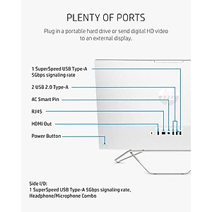 HP 27” All-in-One Desktop PC, AMD Ryzen 7 5700U, 12 GB RAM, 256 GB SSD & 1 TB Hard Drive, Full HD IPS Display, Windows 11 Pro, 720p Privacy Webcam, Dual Mics, Keyboard and Mouse (27-CB0052, 2022)