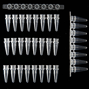 PCR Tubes - PCR 0.2ml Thin Wall with Flat Cap, Strip of 8 Tubes,DNase/RNase Free,Pack of 125(Cap Included)