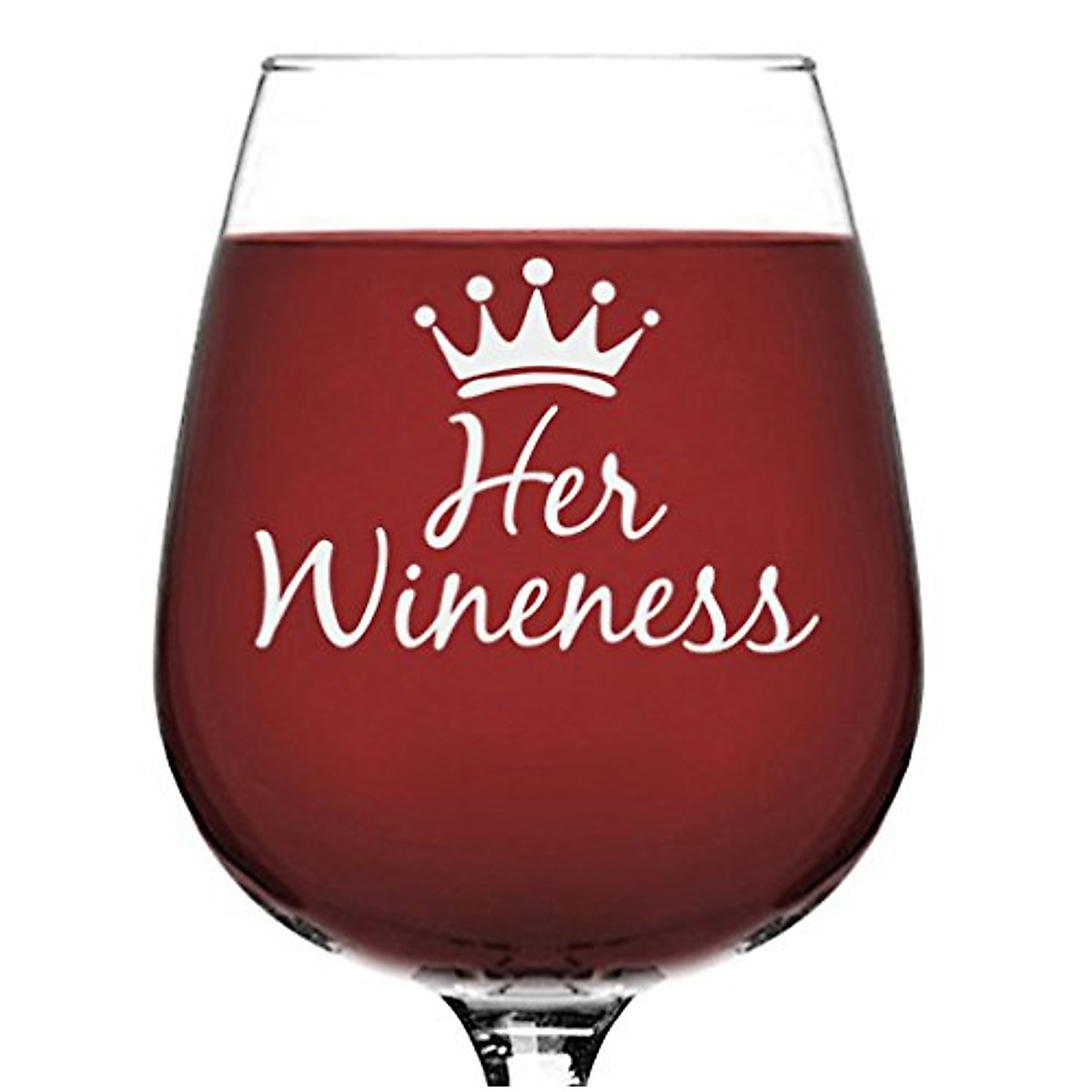 Funny Wine Glass for Women - Her Wineness Queen Wine Glass - Best Birthday Gifts for Women, Mom, Wife, Her - Unique Bday Present Ideas from Husband, Son, Daughter - Fun Wine Gift for Friends