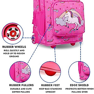 J World New York Kids' Sparkle Rolling Backpack, Unicorn, One Size