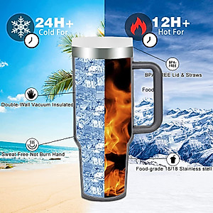 YOUEXPERT 30 oz Tumbler with Handle and Straw, Insulated Tumblers with Lid and Straw, 30oz Stainless Steel Cup Water Bottle Sports Travel Tumblers - Dune