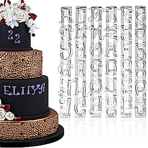 Alphabet Stamps Cake Decorating Set - Number Cookie Cutters Alphabet Fondant Cake Decorating White Letter Stamps for Kids - Decorating Paste and Fondant Stamps DIY Stencil Cutter Mold Letters Stamps