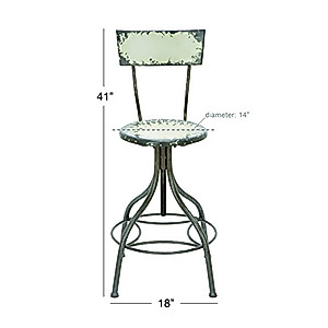 Deco 79 Metal Bar Stool with Backrest, 18" x 18" x 41", Beige