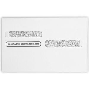 LUXPaper Double Window Tax Envelopes | Form W-2/1099 | Document Enclosed | Security Tint | 5 5/8" x 9" | White | 24lb. Text | 50 Qty